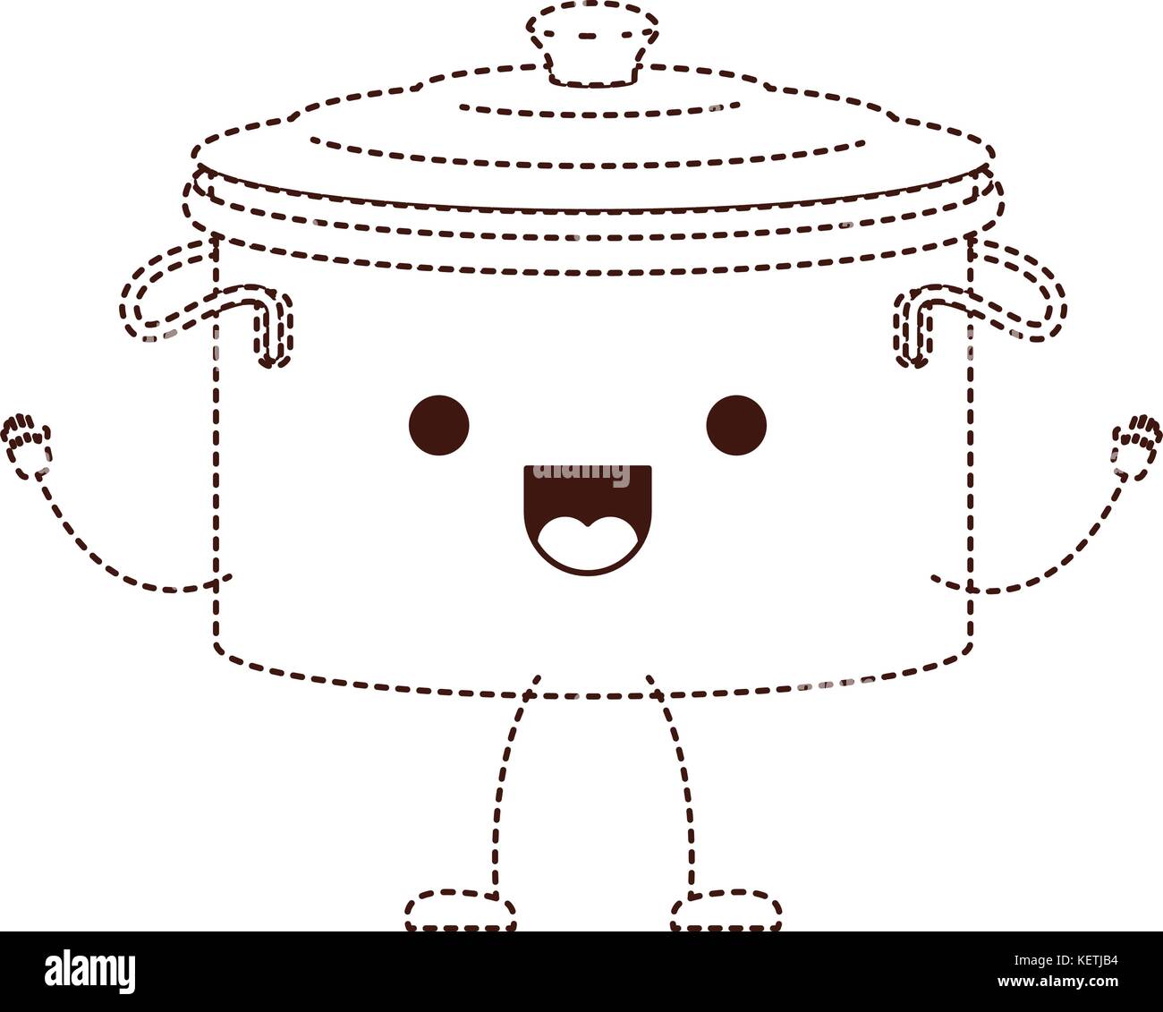 cooking pot with lid cartoon dotted silhouette brown Stock Vector Image ...