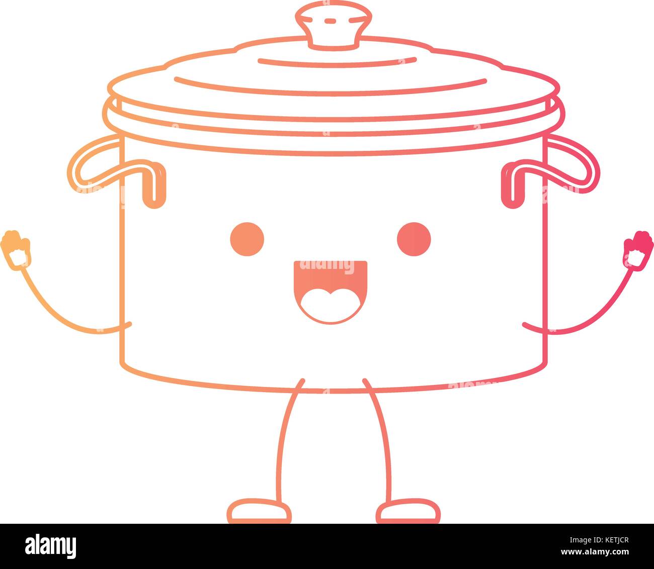 cooking pot with lid cartoon in degraded red color contour Stock Vector ...