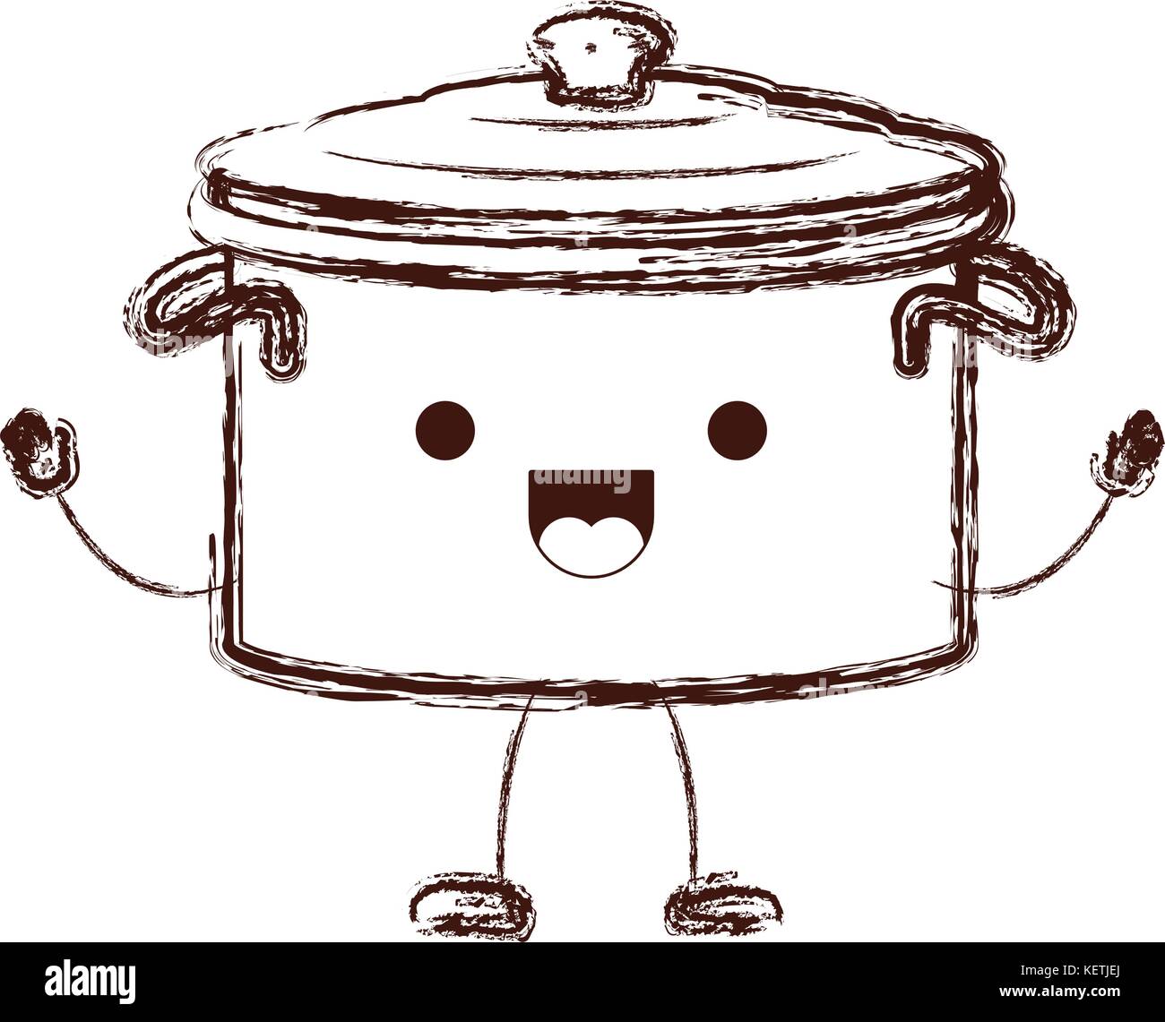cooking pot with lid cartoon in brown blurred silhouette Stock Vector ...