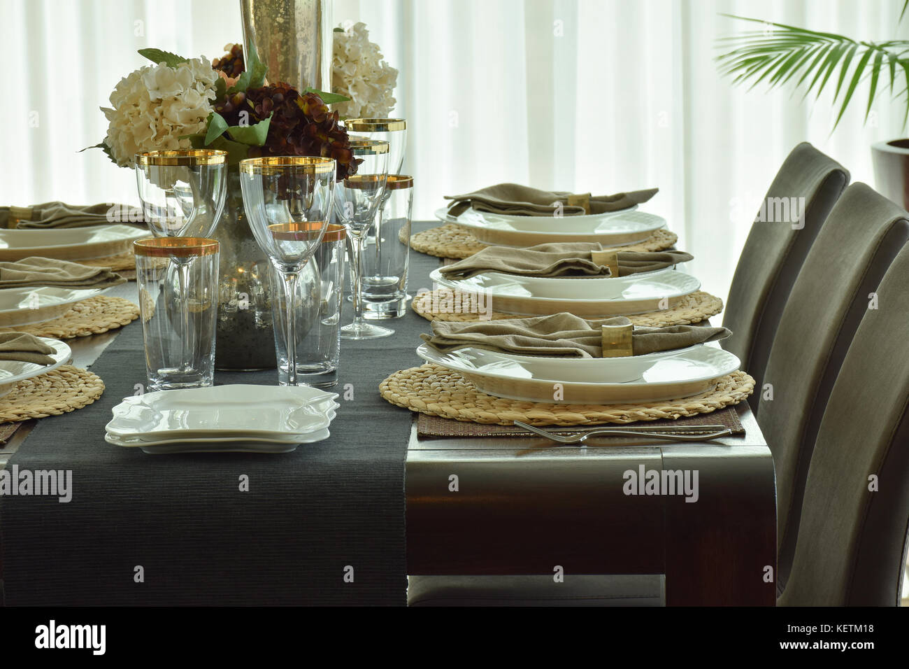 The beautiful table ware on dining table Stock Photo - Alamy