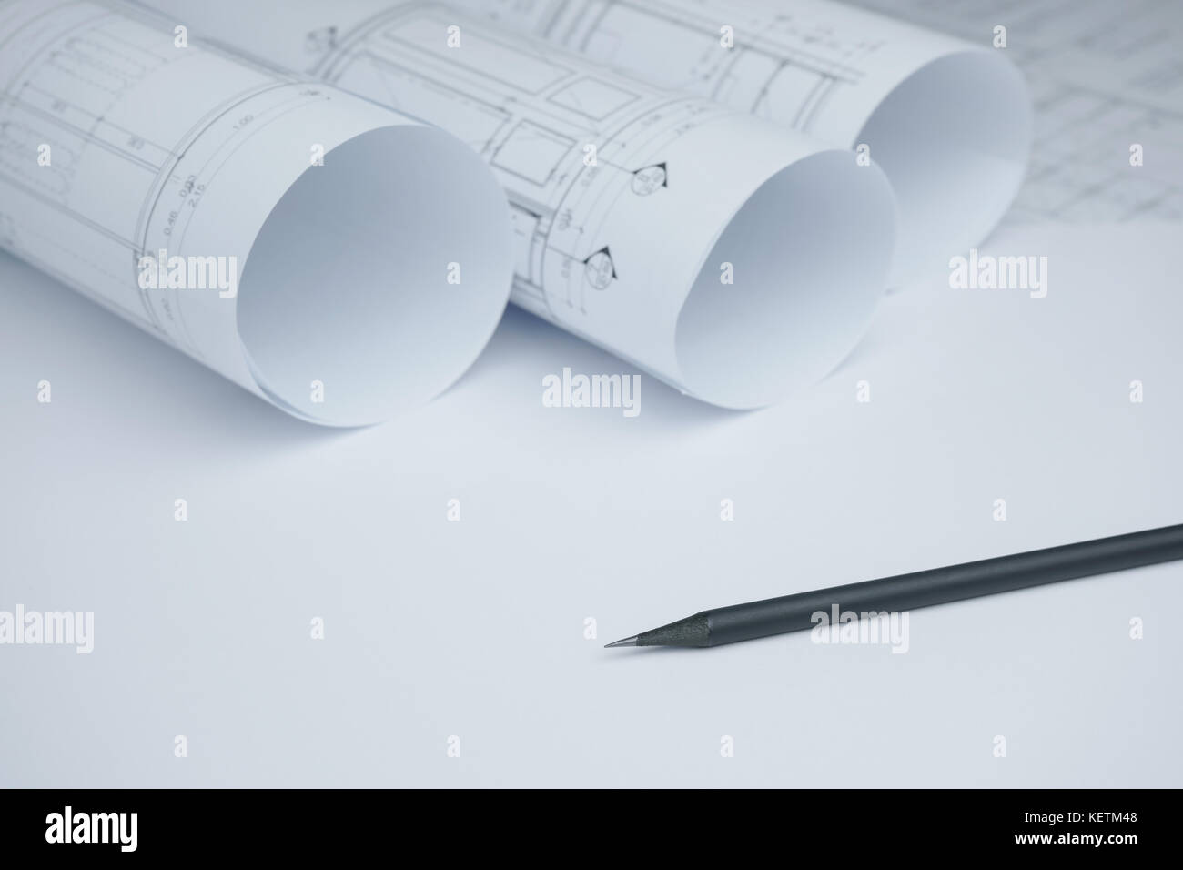 black pencil on architectural drawing paper and rolls for construction ...