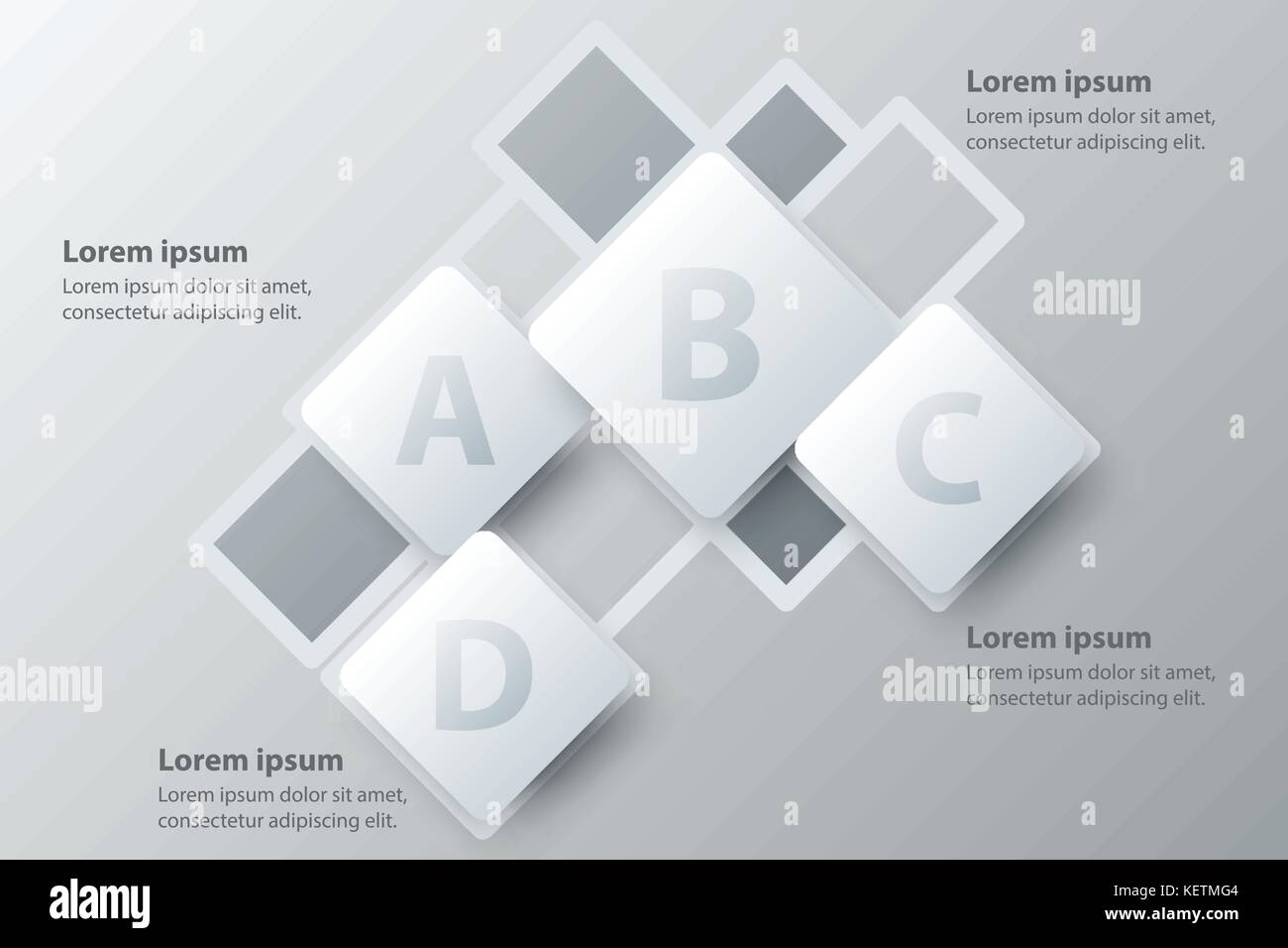 Four topics simple white square 3d paper for website presentation cover ...
