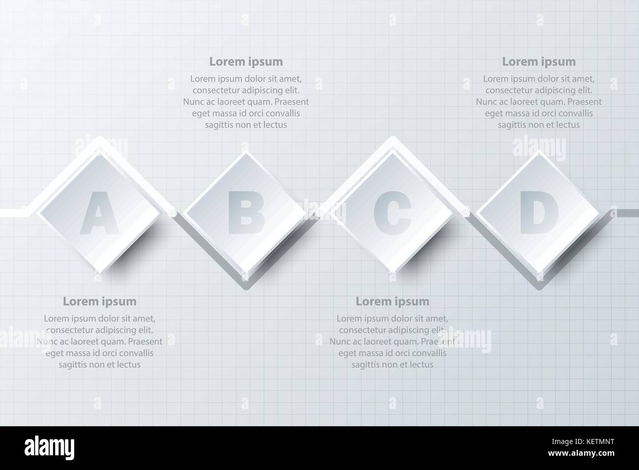 Four topics simple white paper 3D square on timeline for website ...