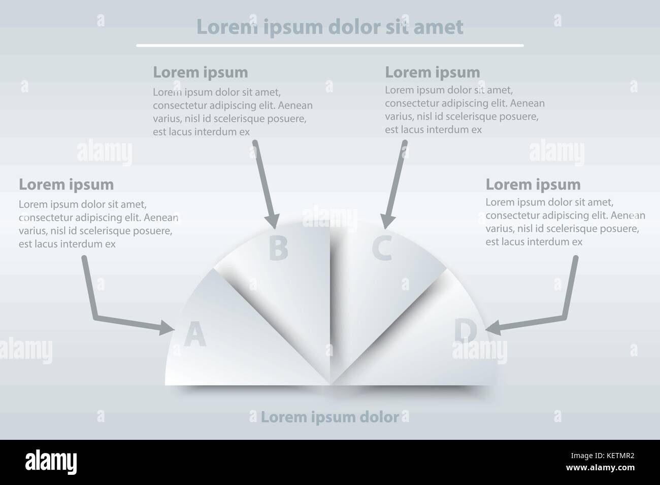 Four topics of simple white 3d paper half circle for website ...