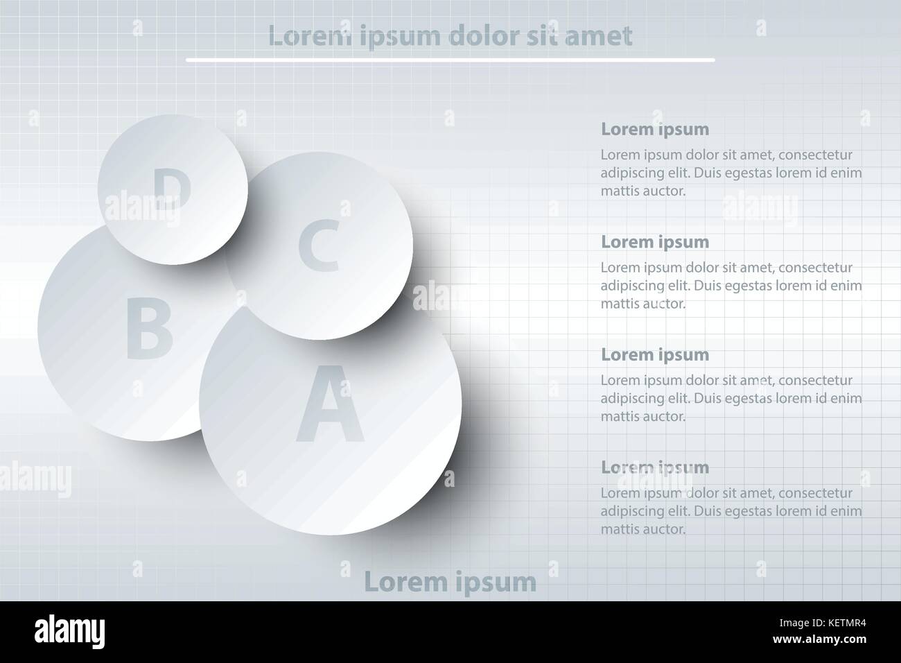 Four topics of simple white 3d paper circle on layer for website ...