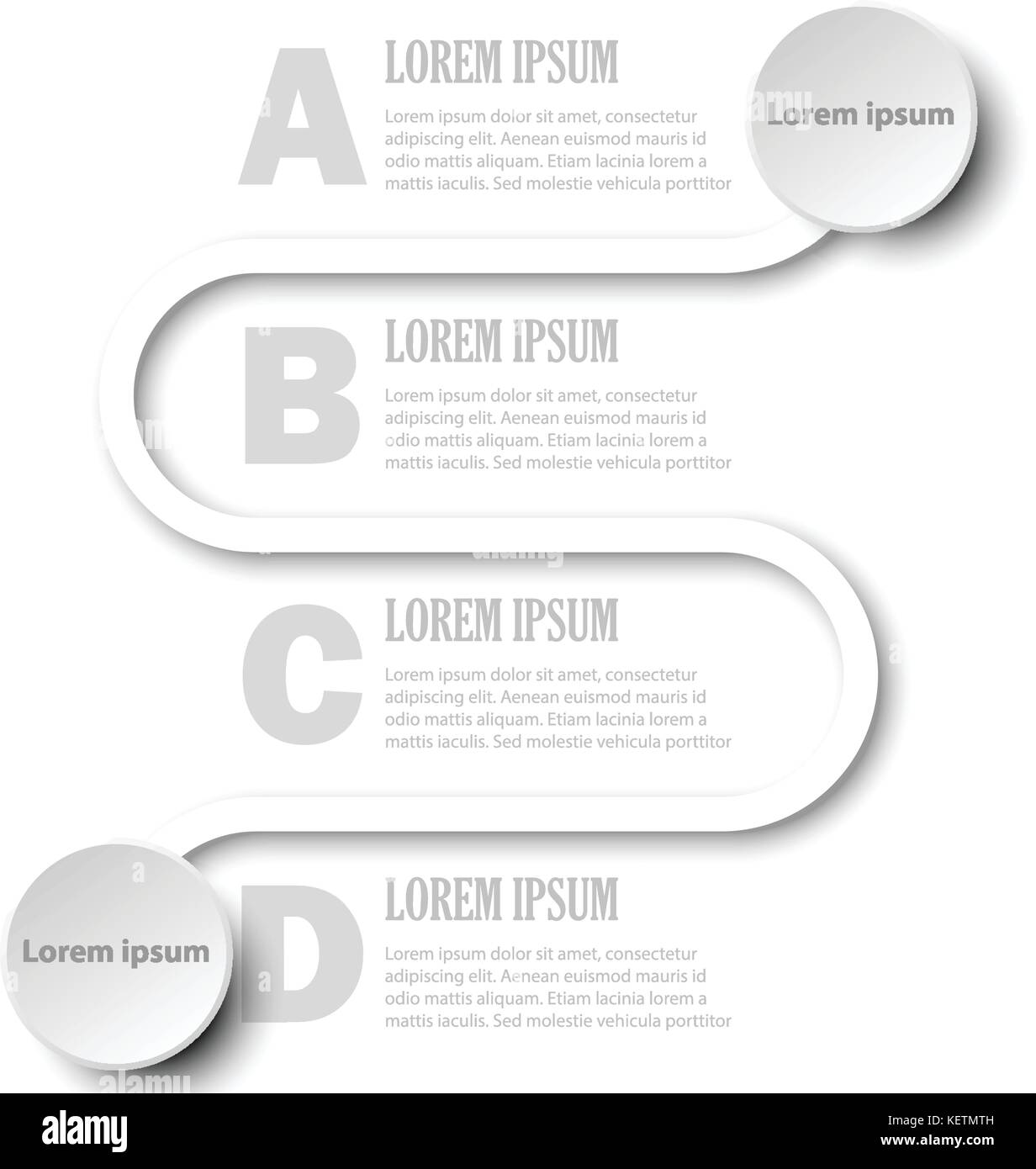 Simple white 3D paper circle with four topics for website presentation ...