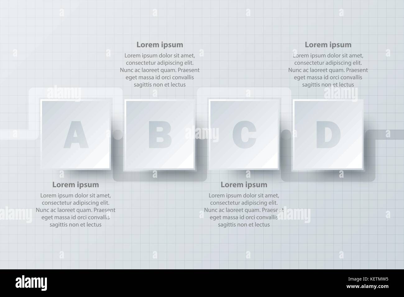 Four topics simple white paper 3D square on timeline for website ...