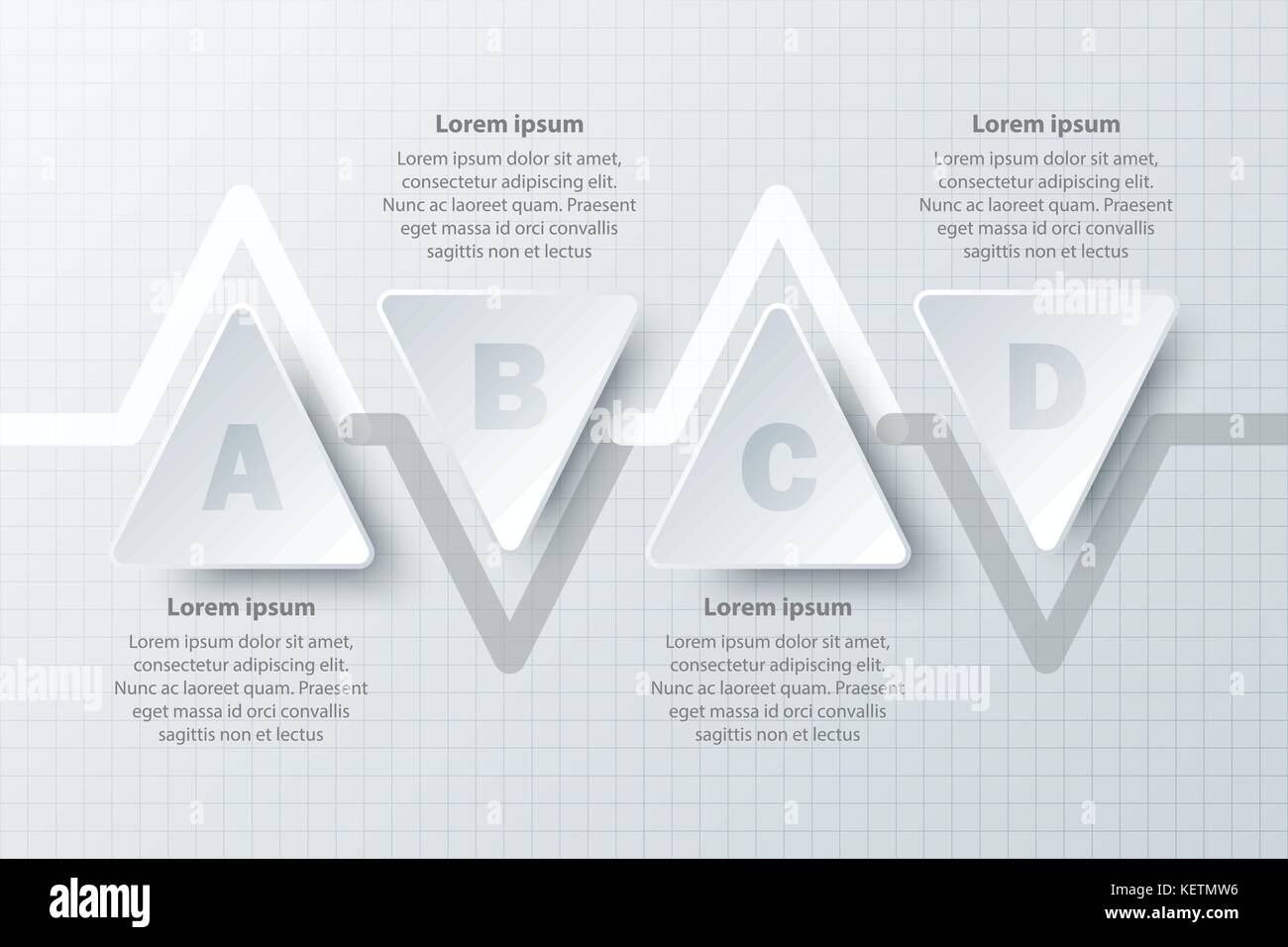Four topics simple white paper 3D triangle on timeline for website ...