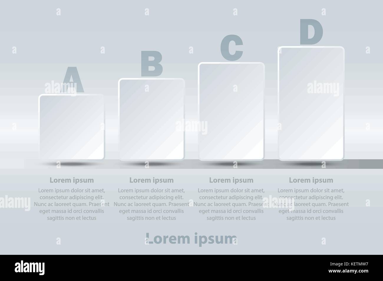 Four topics simple white 3d paper bar chart graph for website ...