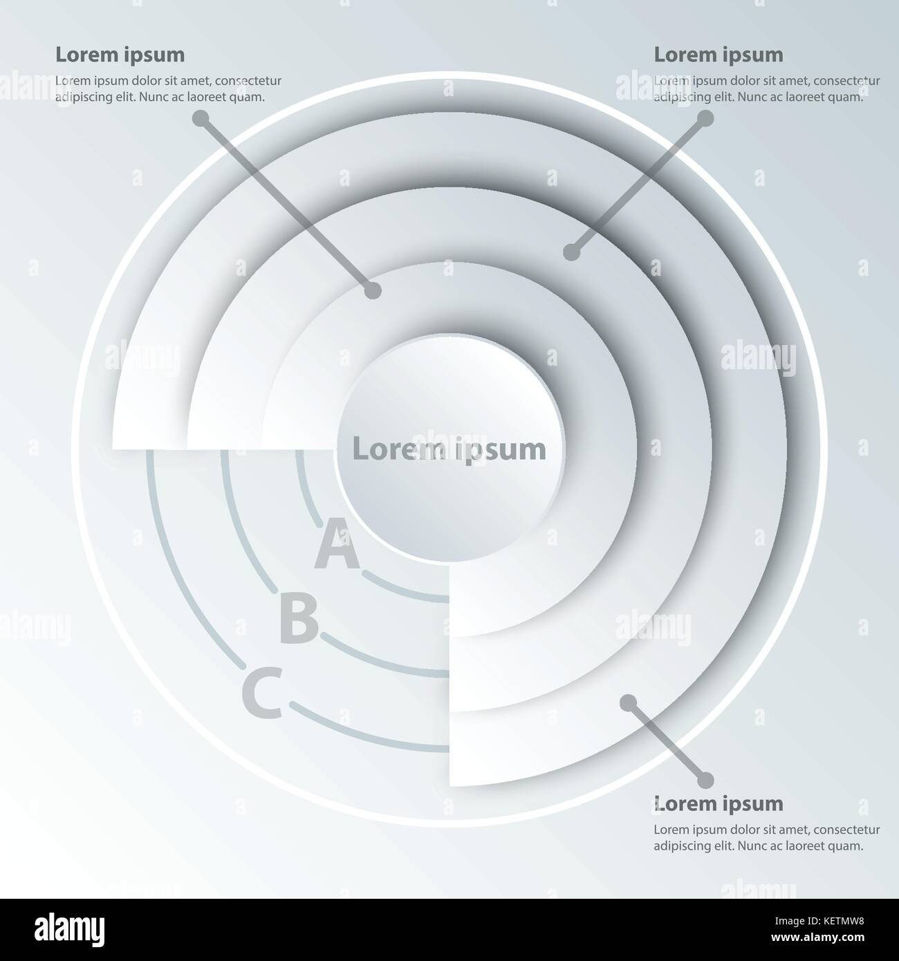 Simple white 3d paper circle in four layer topics for website ...