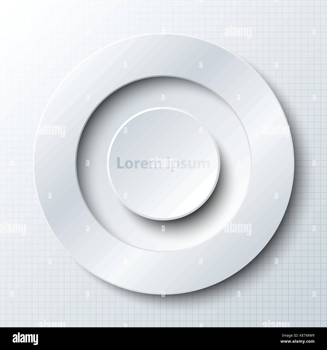 Simple white paper 3D circle in circle ring on grid for website ...