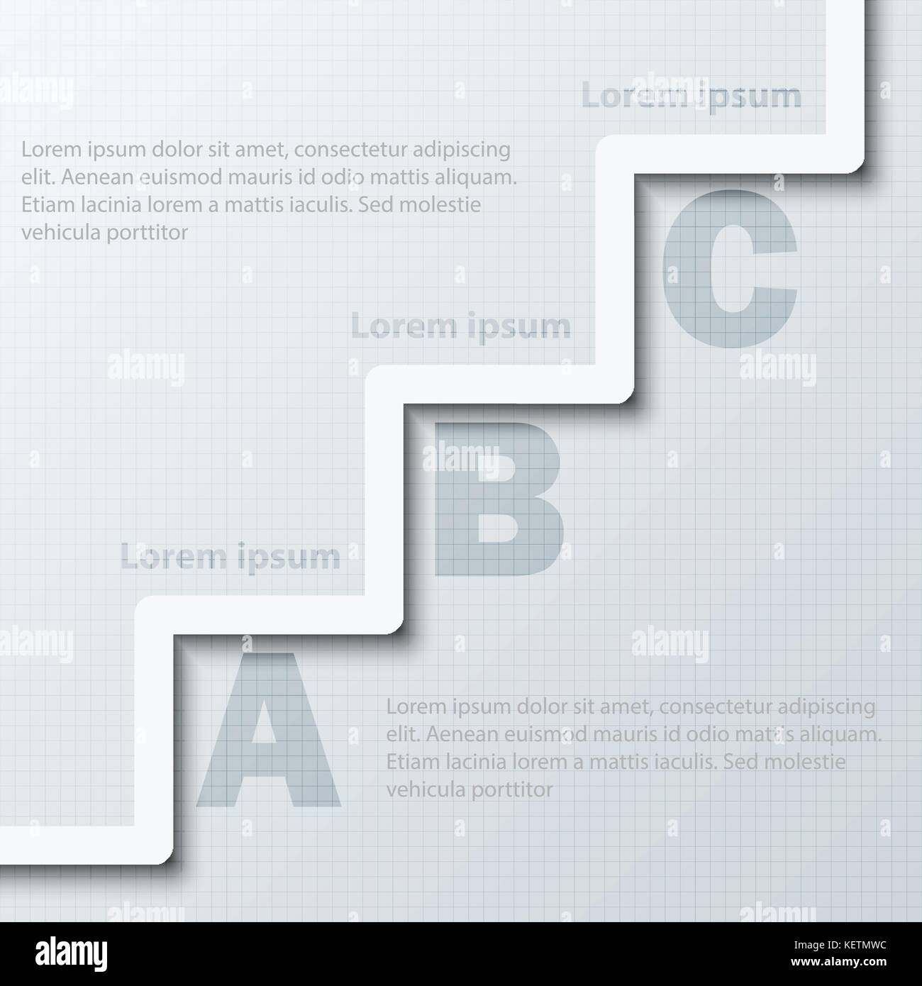 Simple white 3D paper step with three topics for website presentation ...