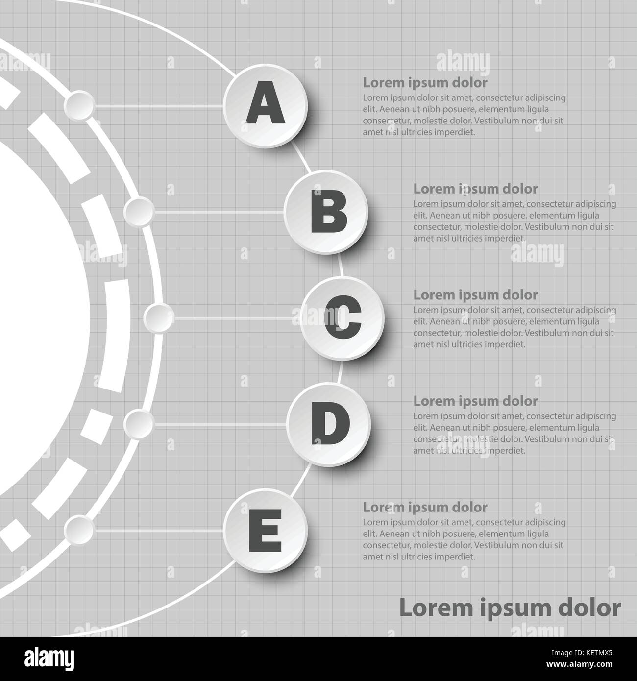 Simple white 3d paper circle five topics for website presentation cover ...