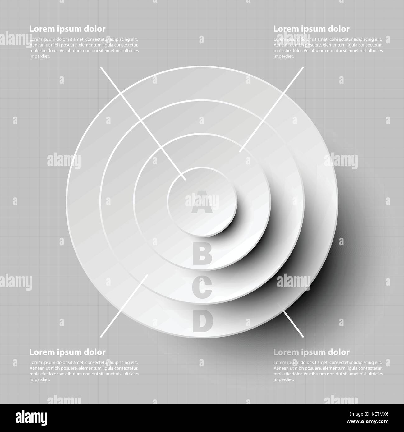 Simple white 3d paper circle in four layer topic for website ...