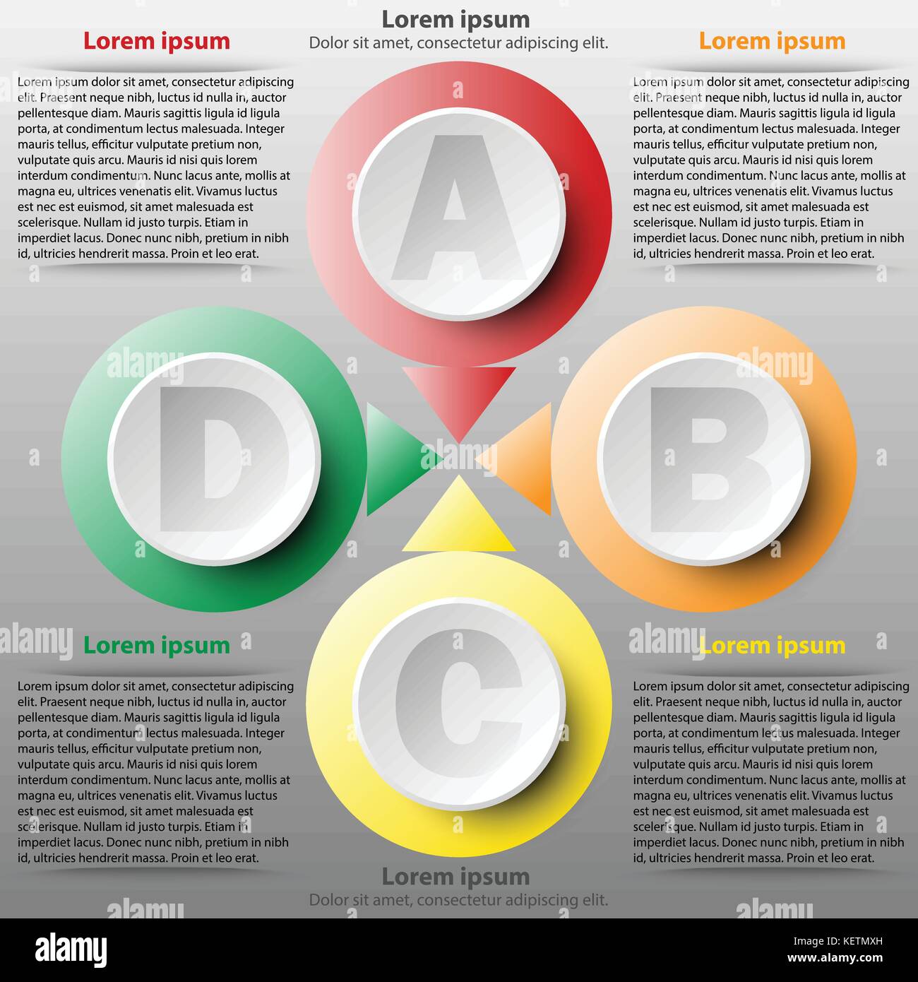 Colorful 3d paper circle of four topics for website presentation cover ...