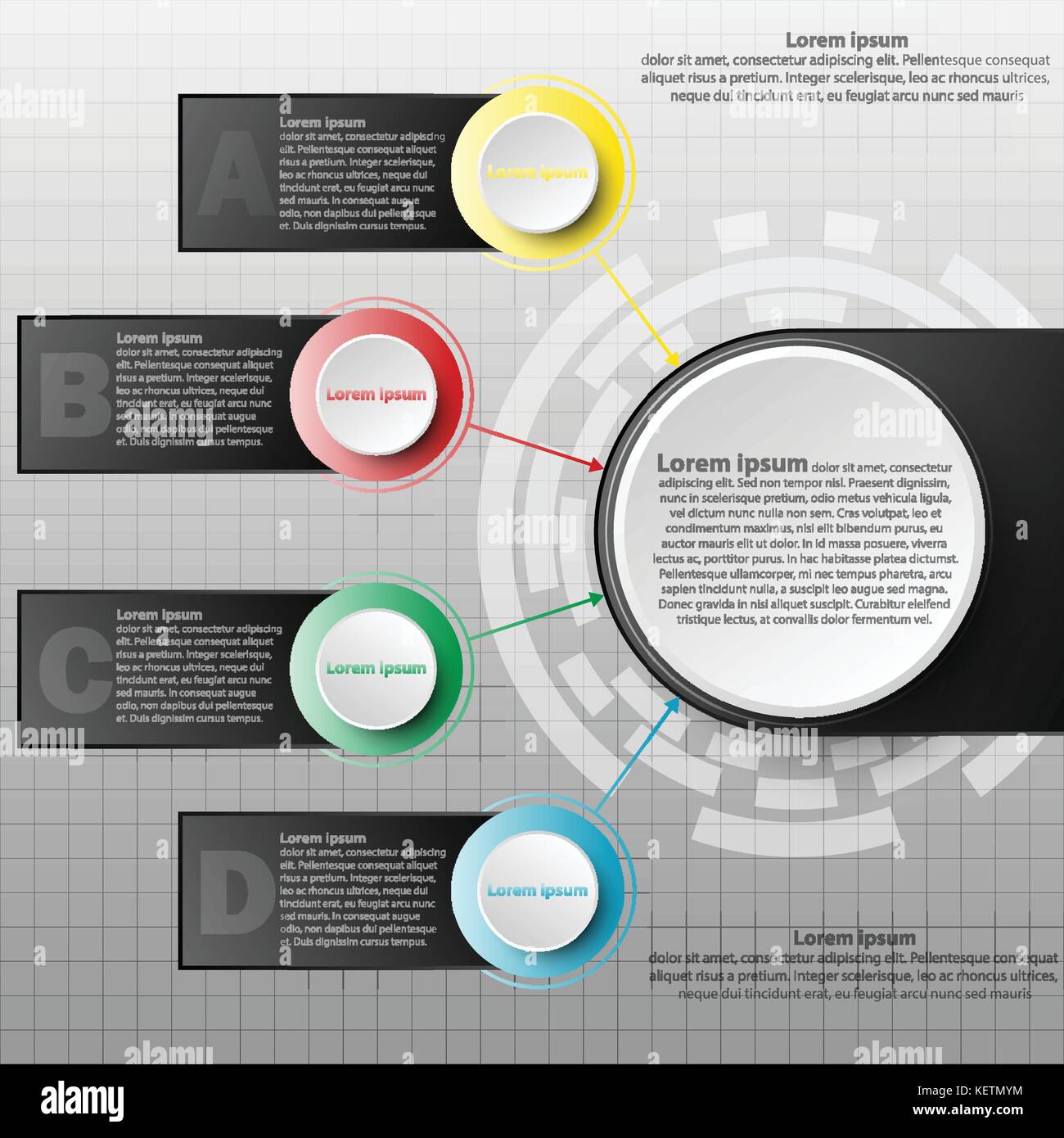 Four topics coloful paper circle for website presentation cover poster ...