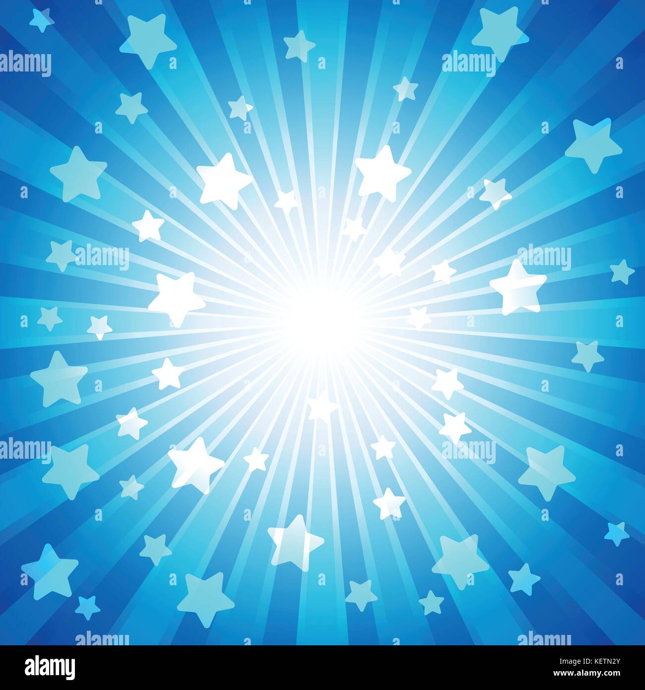 Blue burst with many white stars for abstract vector design background ...