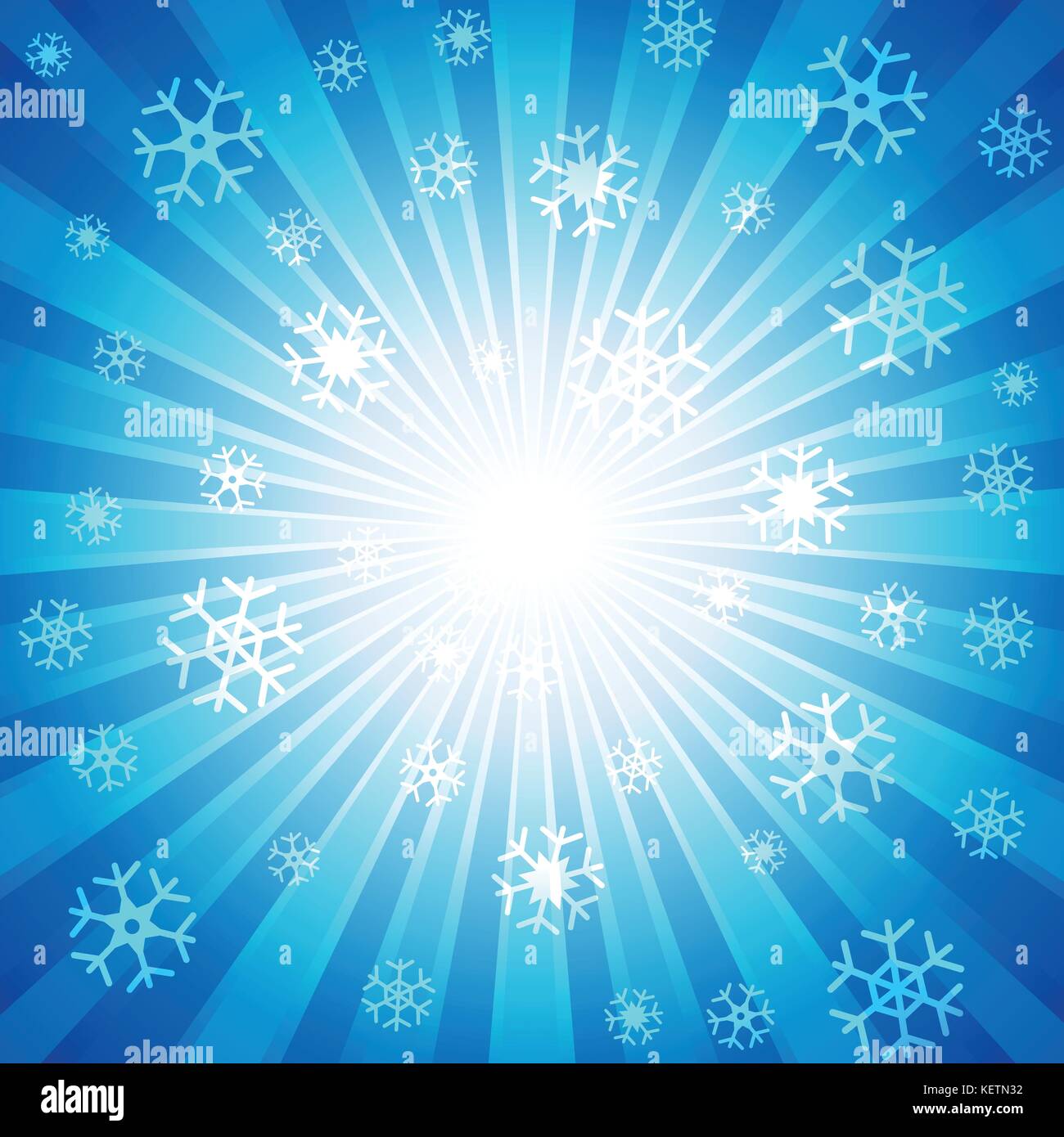Blue burst with many white snowflake for abstract vector design ...