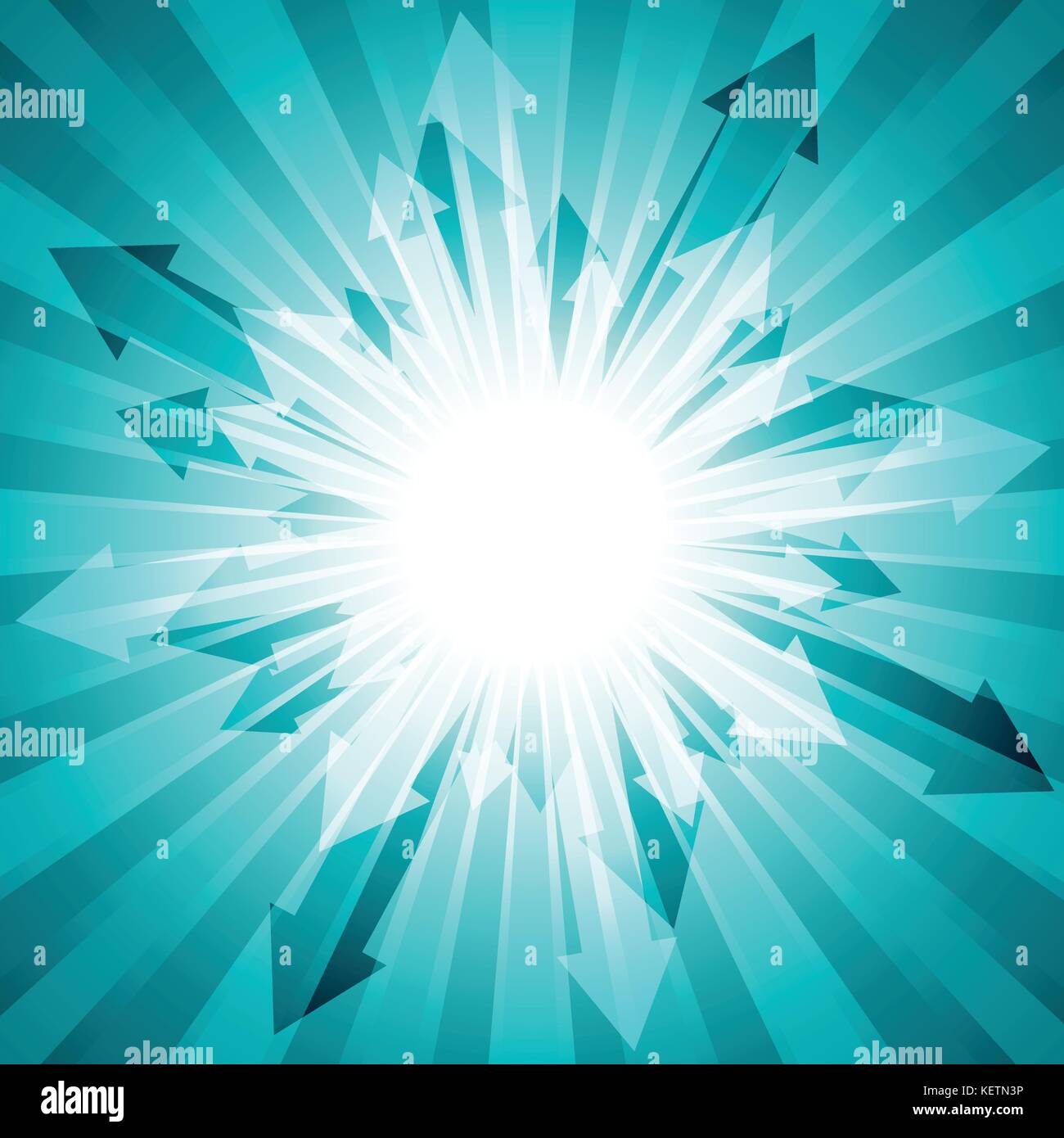 Green burst with lots of arrows out from center for abstract vector ...