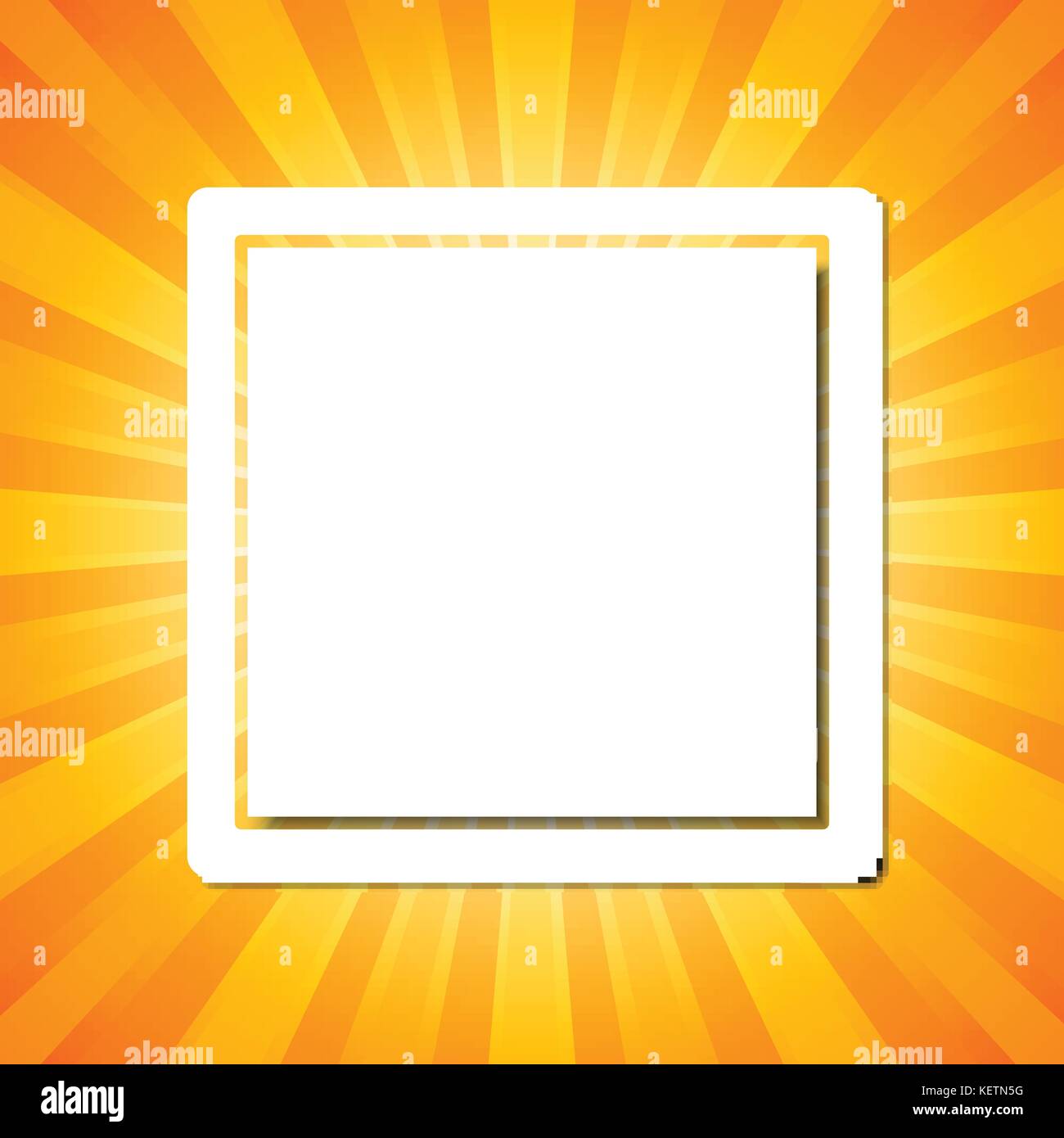 White Square template on Orange abstract background with start burst ...