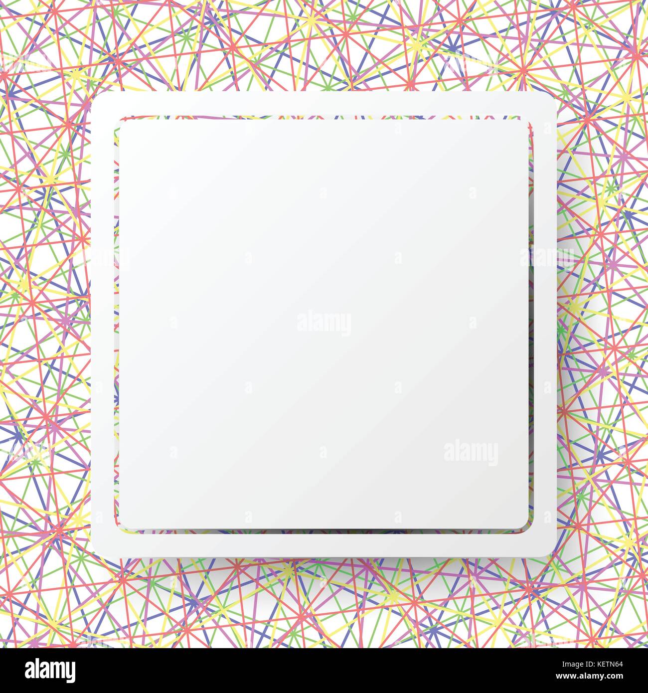 White square board template on colorful line abstract design background ...