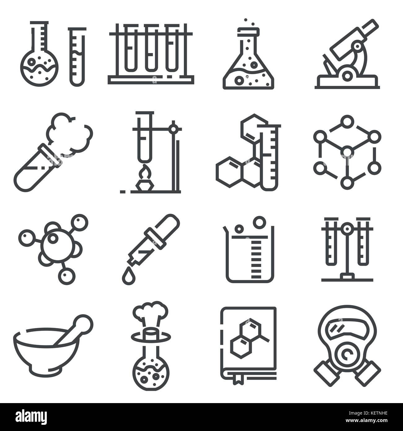 Vector Chemistry trendy icons pack for design. Line set Stock Vector ...