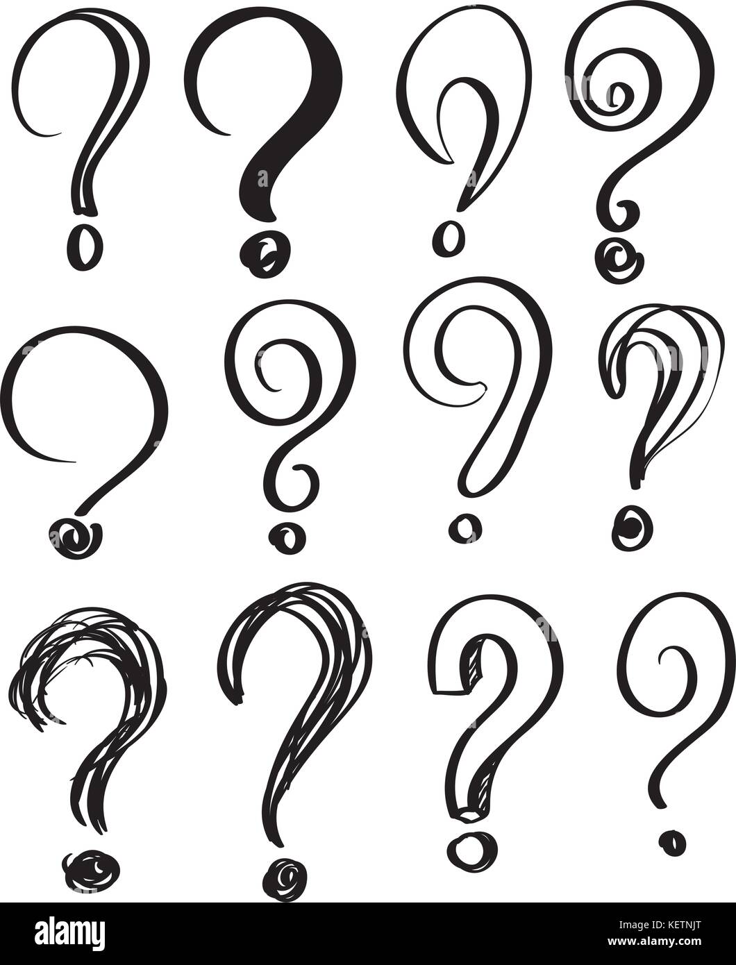 Hand drawn doodle questions marks vector set Stock Vector Image & Art ...