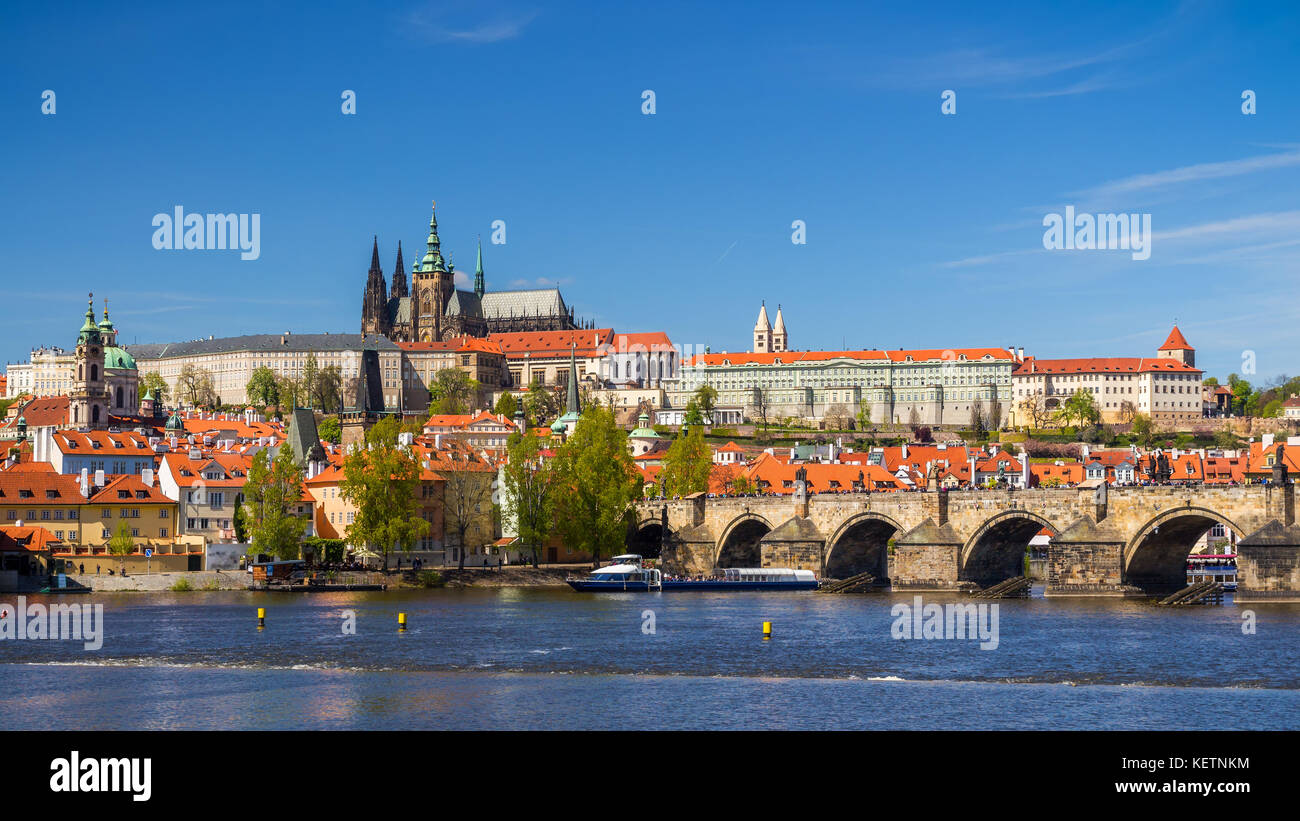 Prague Castle and Saint Vitus Cathedral, Czech Republic. Panoramic view ...