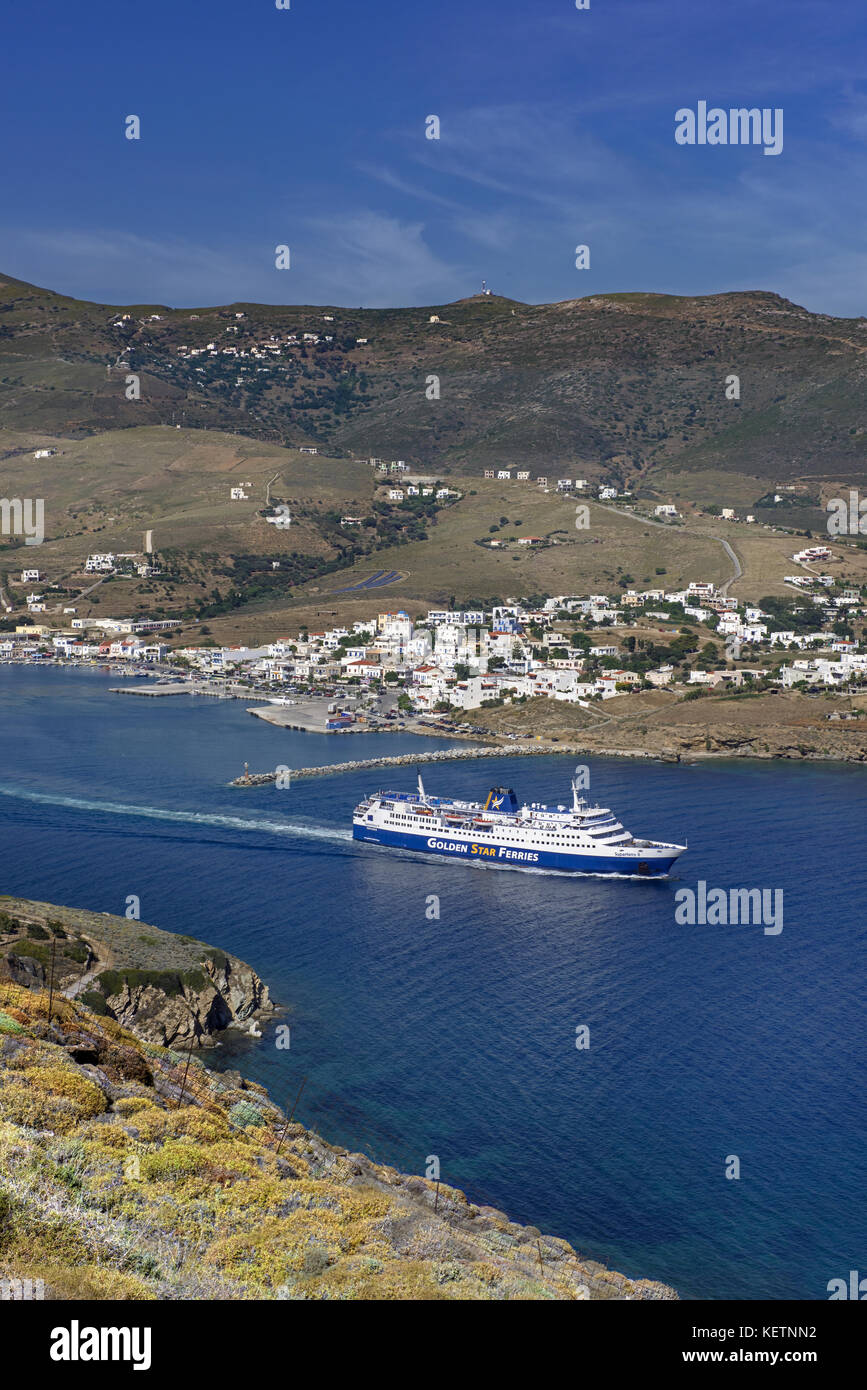 Gavrio port and resort in Andros island, Greece Stock Photo - Alamy