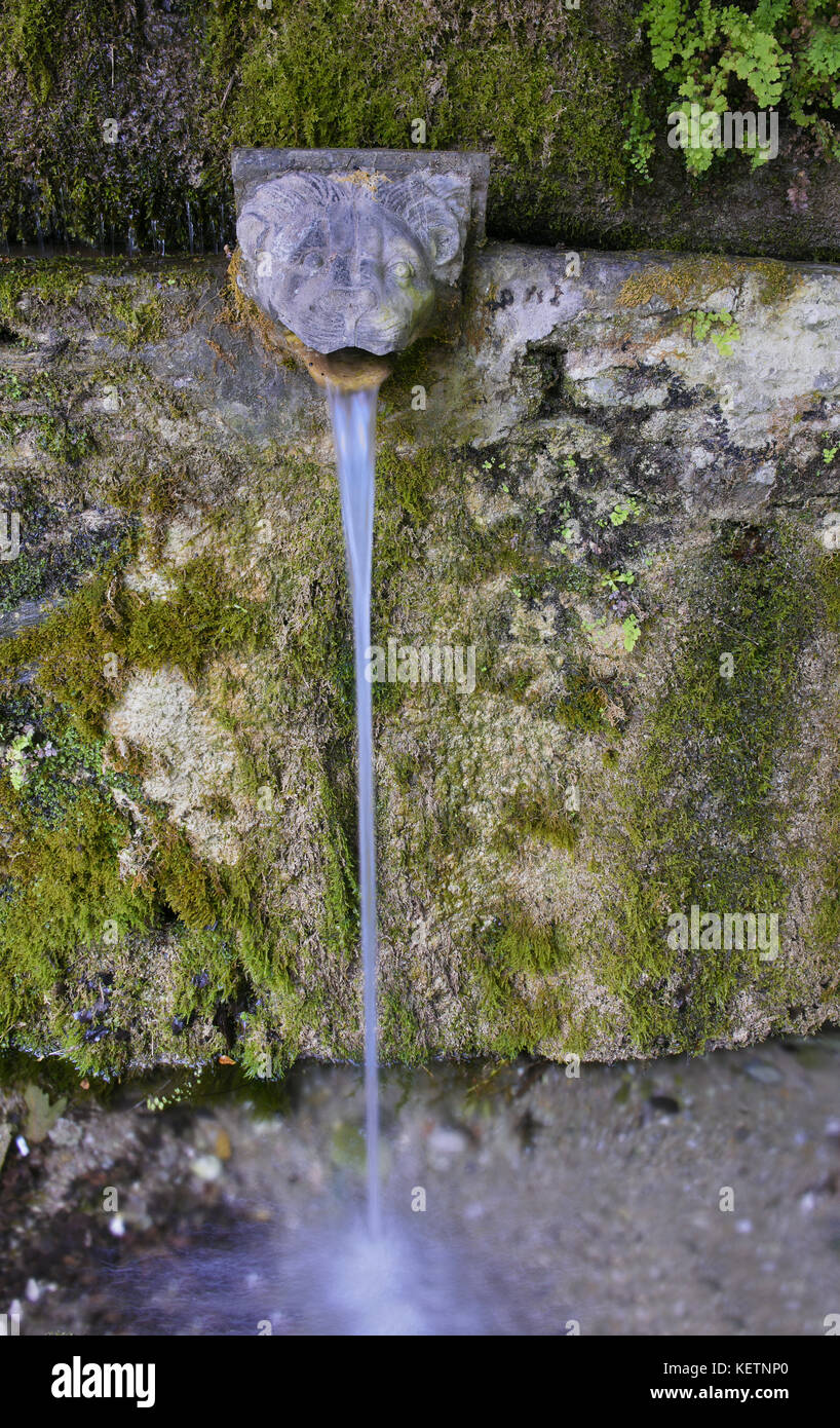 Menites village, the square and springs in Andros island, Cyclades ...