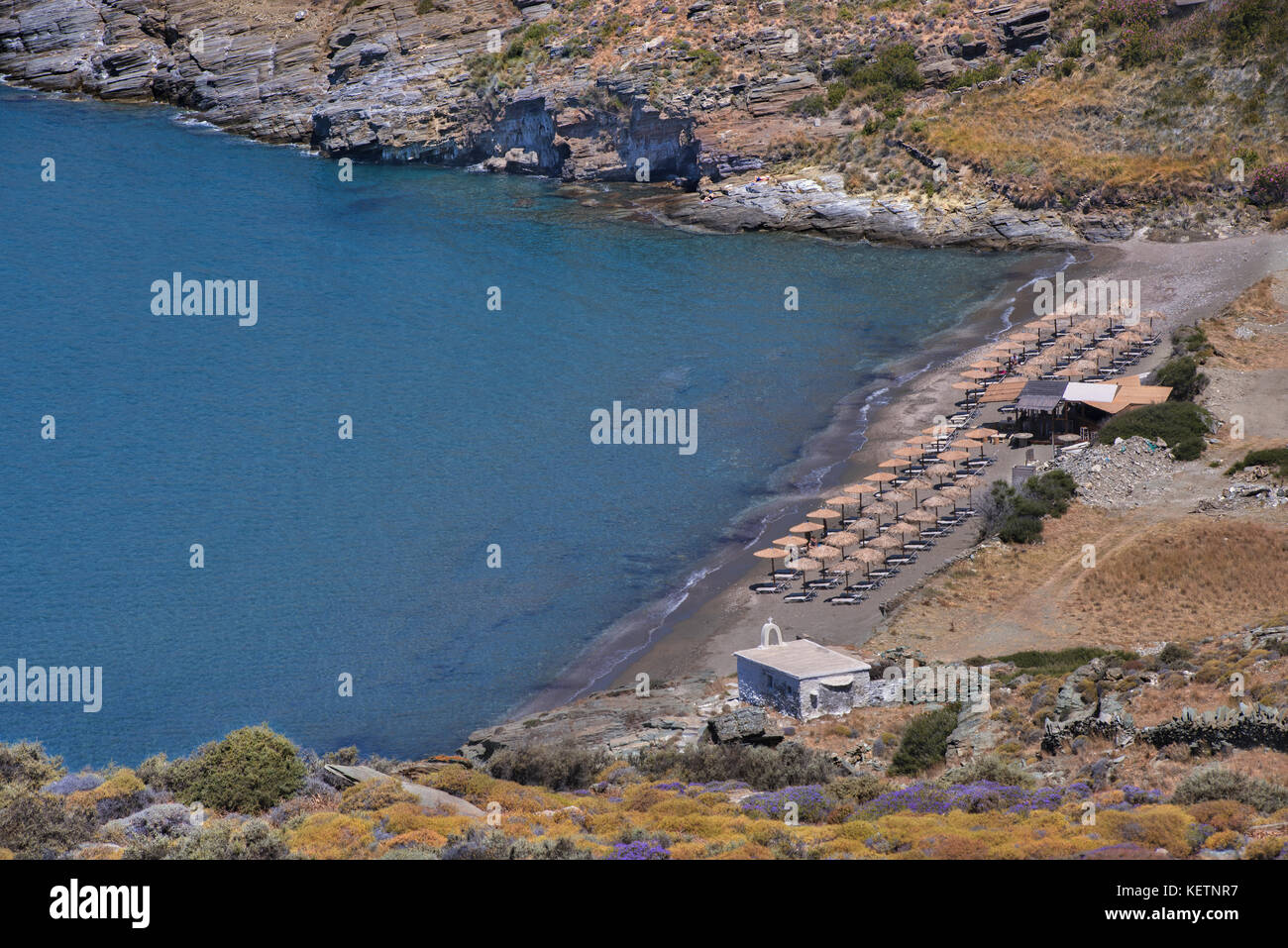 Ai Giannis (St John's) beach, in Andros island, Cyclades, Greece Stock ...