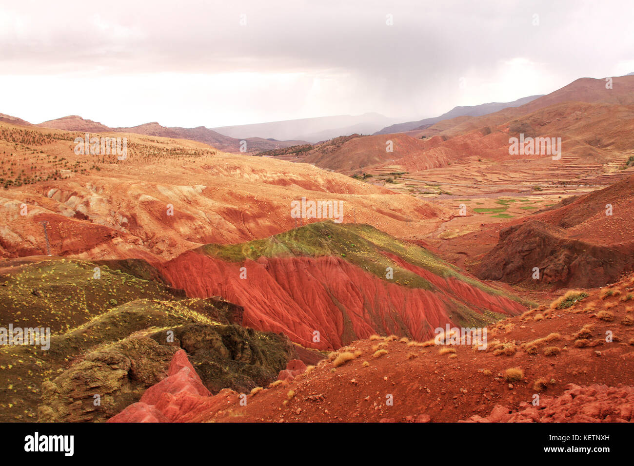 Famous multi-colored clay soil in Atlas mountains, Morocco, North ...