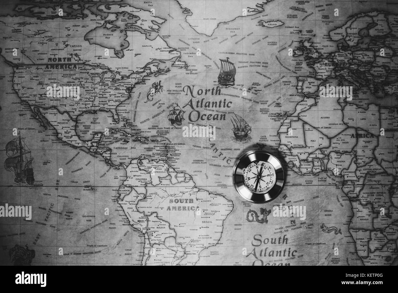 Travel concept background, vintage compas and old earth map Stock Photo ...