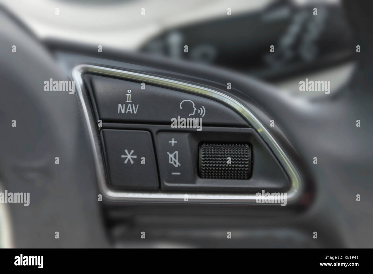 Steering wheel commands in modern luxurious car Stock Photo - Alamy