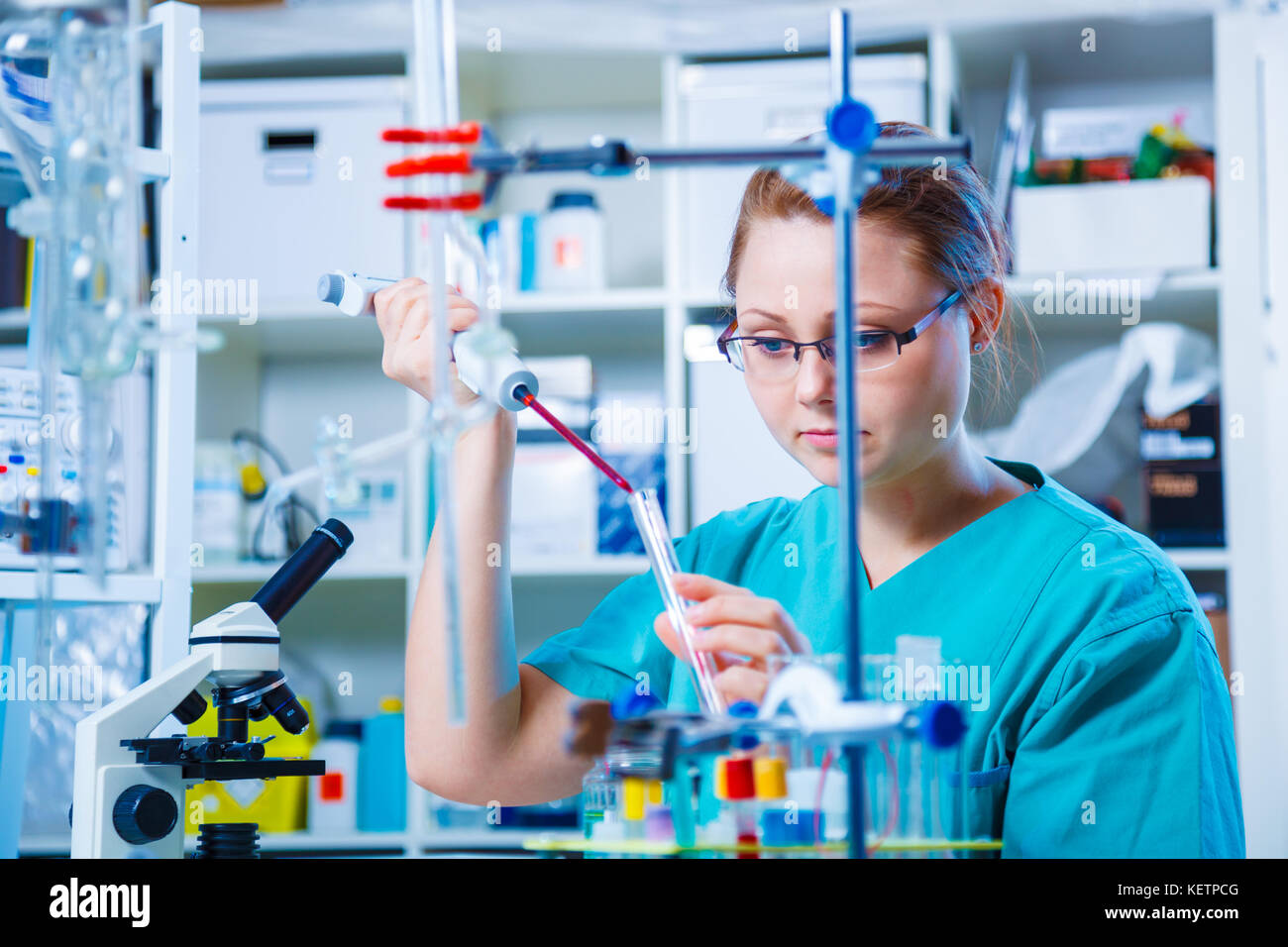 Nurse doing medical analysis Stock Photo - Alamy