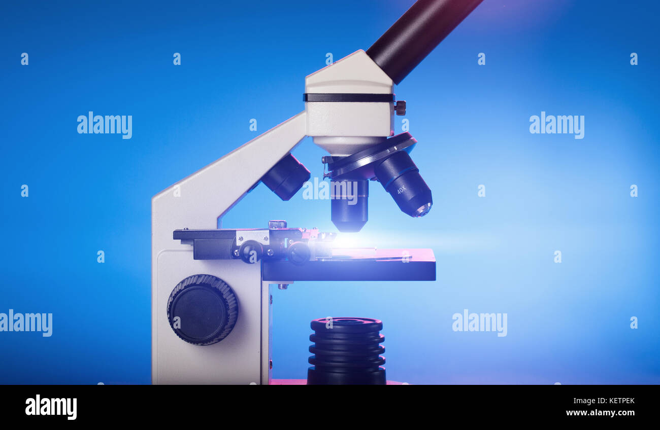 Scientific microscope in science laboratory Stock Photo - Alamy