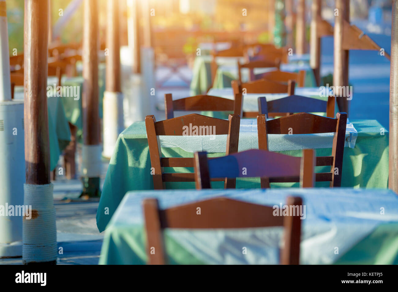 Traditional blue greek restaurant table hi-res stock photography and ...