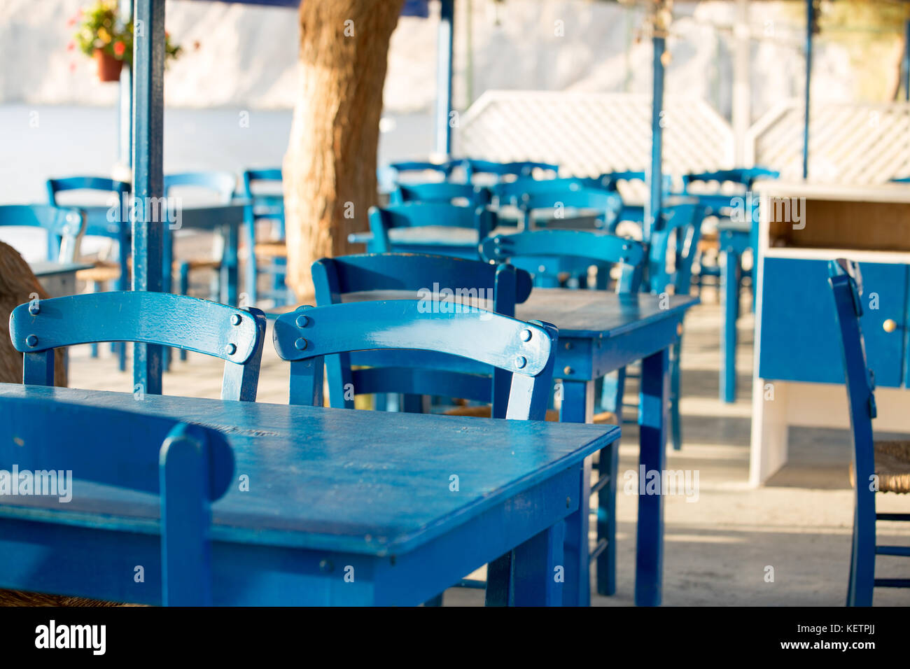 Traditional blue greek restaurant table hi-res stock photography and ...