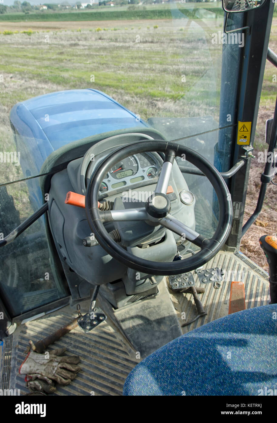 Point of view from a tractor's cabin Stock Photo - Alamy