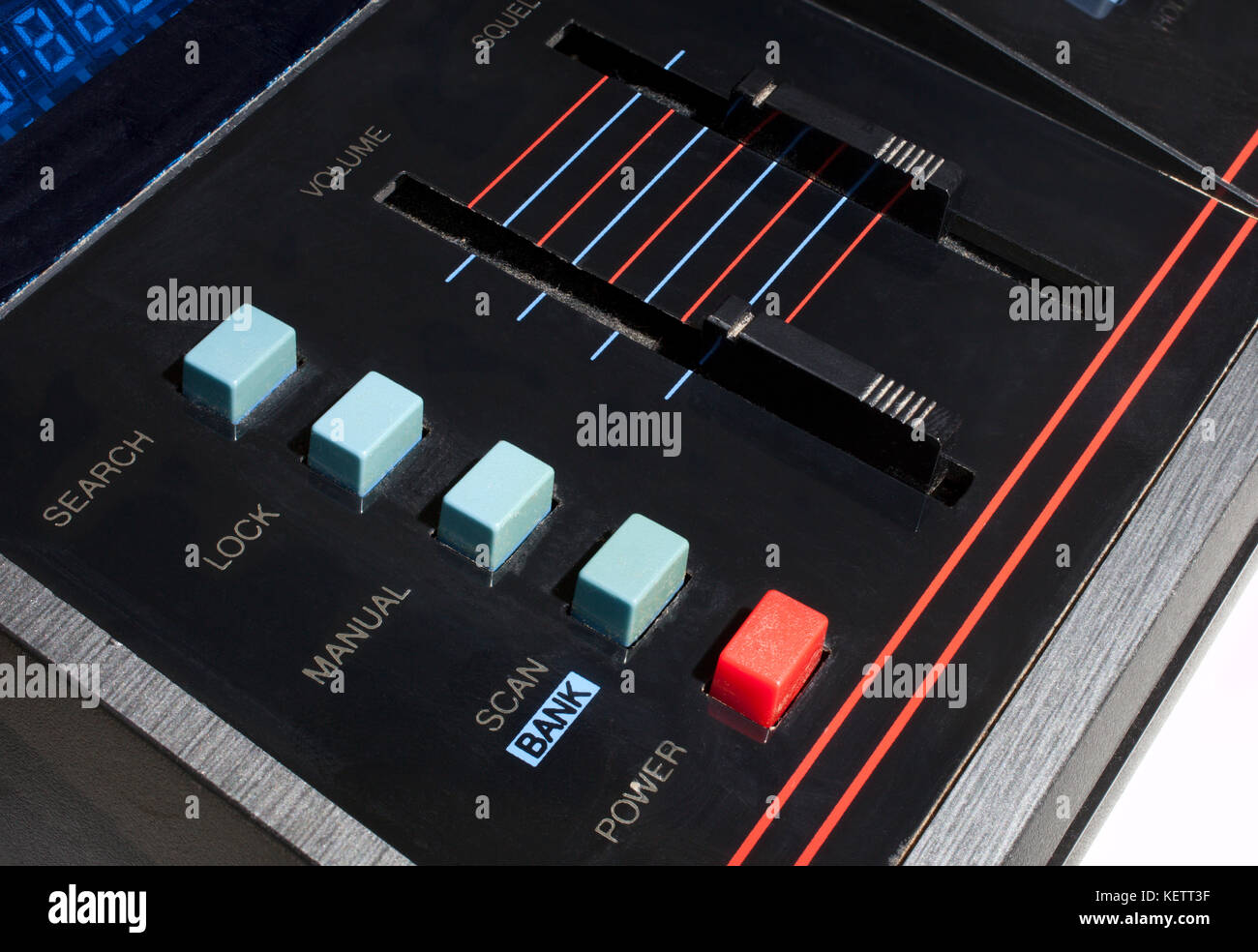 Power and other buttons on an old police scanner Stock Photo - Alamy