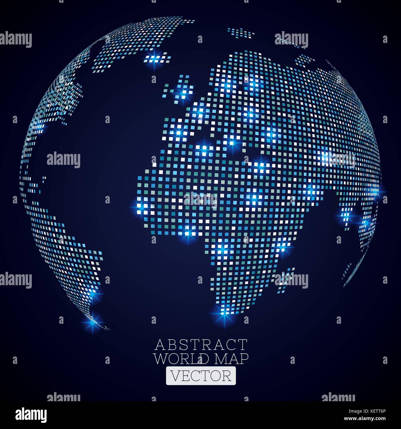 PrintPixel dot world map with glowing locations. Global technology ...
