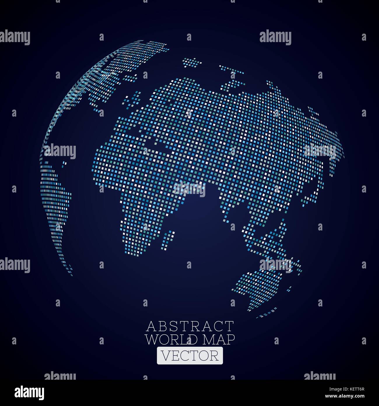 PrintPixel dot world map made from blue squares. Global technology ...