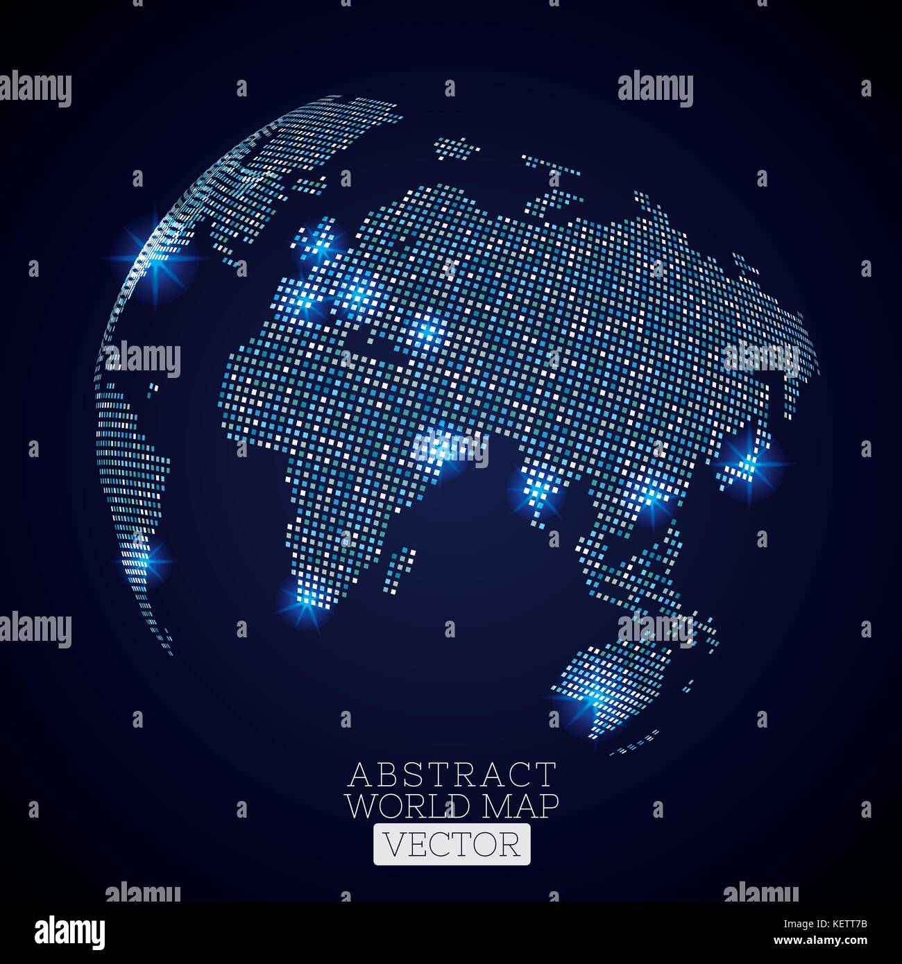 PrintPixel dot world map with glowing locations. Global technology ...
