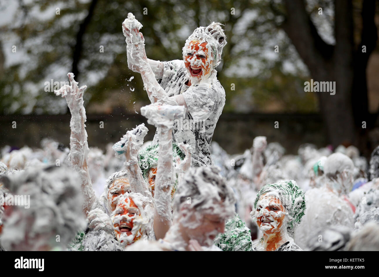 For the traditional shaving foam fight hi-res stock photography and ...
