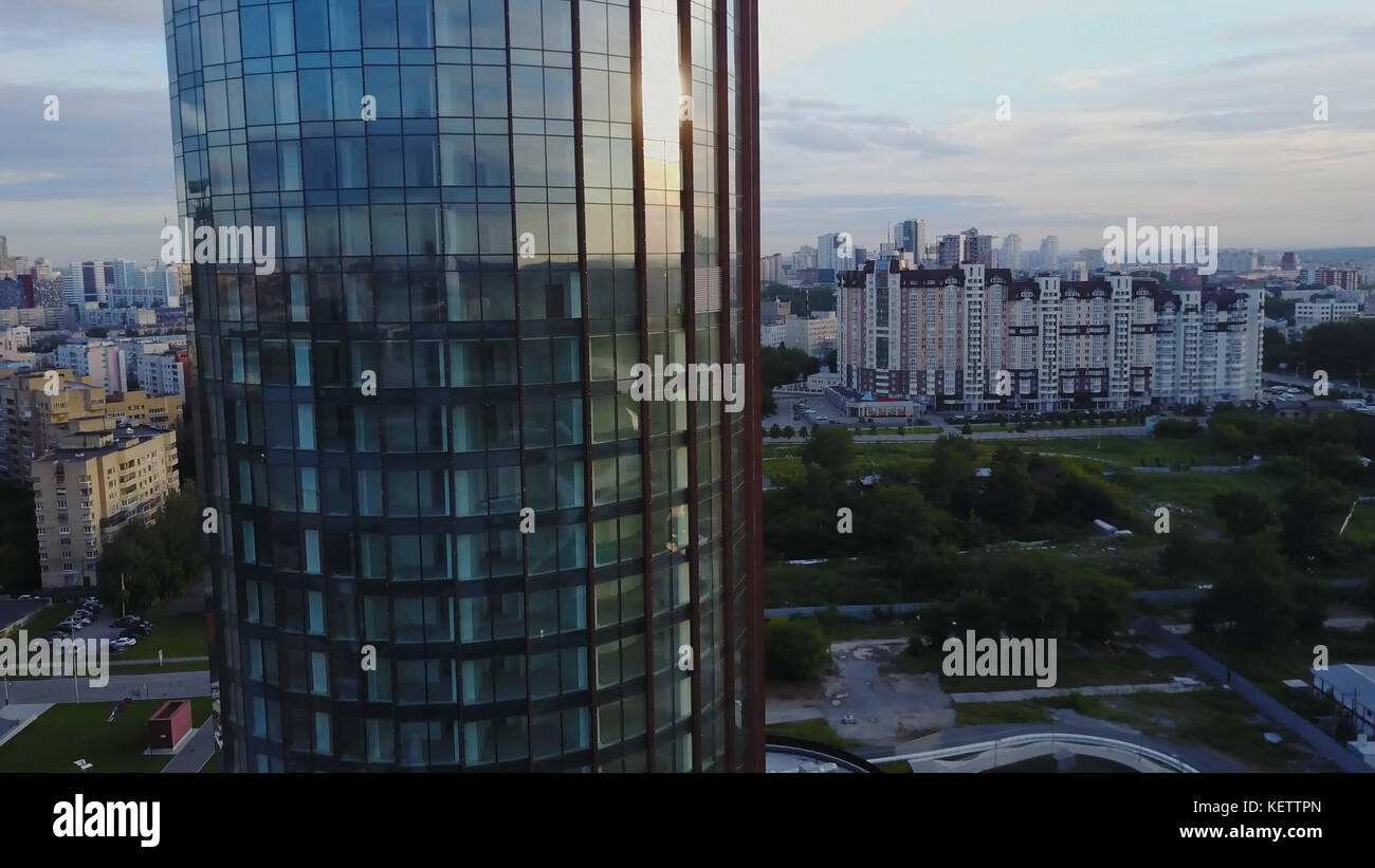 Bird's eye view of city, modern buildings, city river. Beautiful city ...