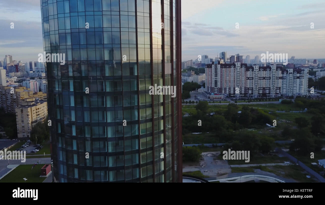 Bird's eye view of city, modern buildings, city river. Beautiful city ...
