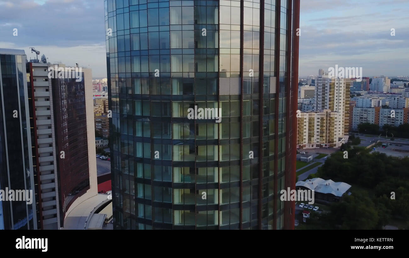 Bird's eye view of city, modern buildings, city river. Beautiful city ...