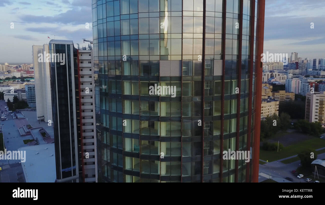 Bird's eye view of city, modern buildings, city river. Beautiful city ...