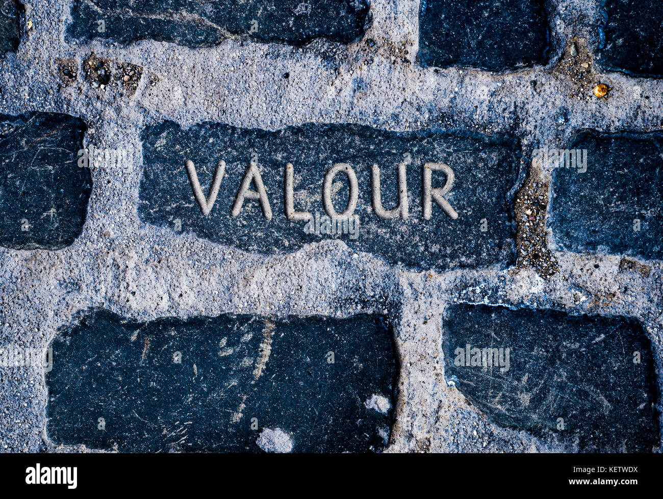 Valour in stone, carved into the cobbles of the Scottish Border town of ...