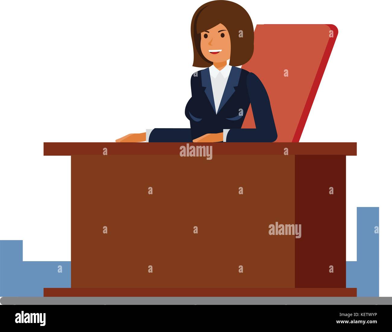 business female receptionist cartoon flat vector illustration concept ...